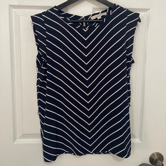 LOFT | Tops | Loft Womens Navy And White Chevron Blouse | Poshmark